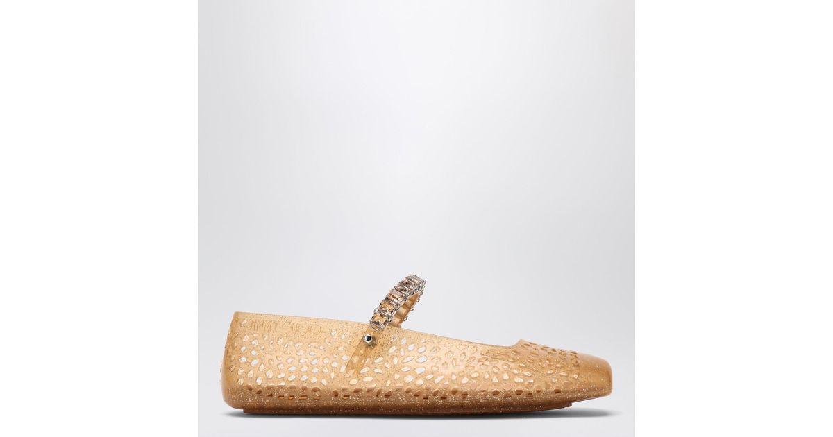 Jimmy Choo The Jelly Transparent Ballet Flats With Crystals in Natural ...