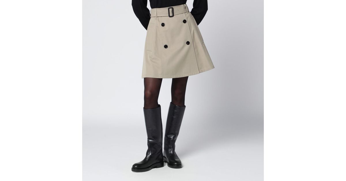 Burberry Trench Mini Skirt In Gabardine in Natural | Lyst UK