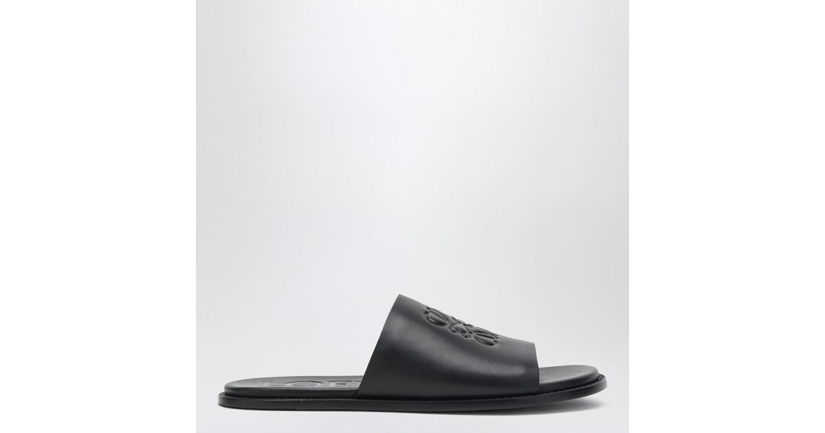 Loewe Anagram Flex Slides in Black for Men | Lyst