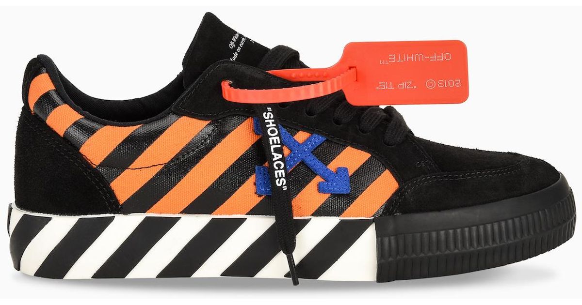 Off-White c/o Virgil Abloh Suede Black And Orange Diag Low Vulcanized ...