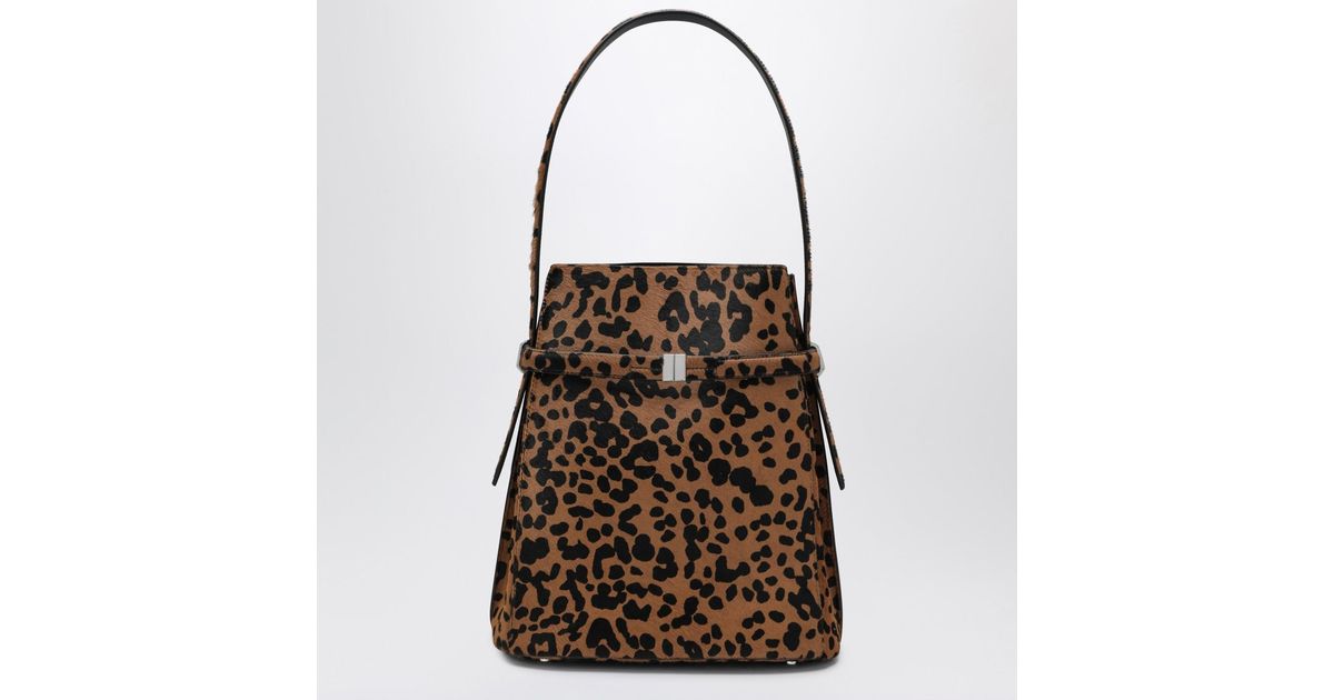 TOTEME Leopard-Print Calf Hair Bucket Bag in Brown | Lyst UK