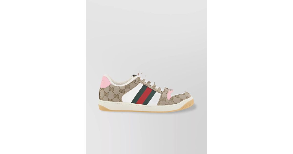 Gucci Monogram Repeated Leather Patch Sneakers in Metallic | Lyst