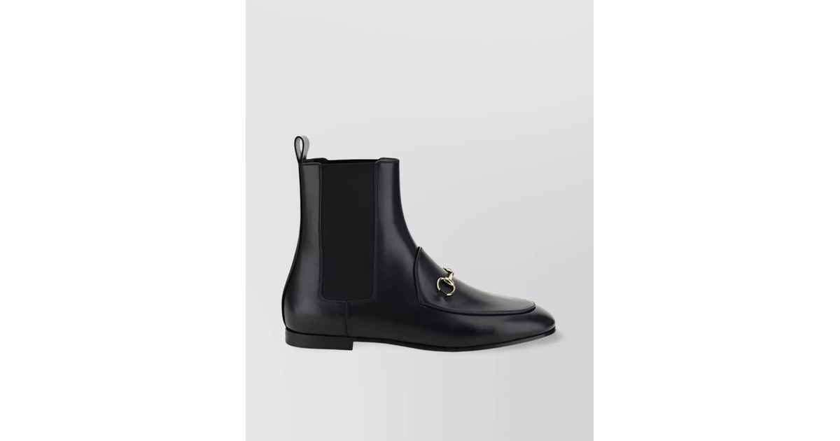 Gucci Leather Ankle Boots Elastic Bands in Black | Lyst
