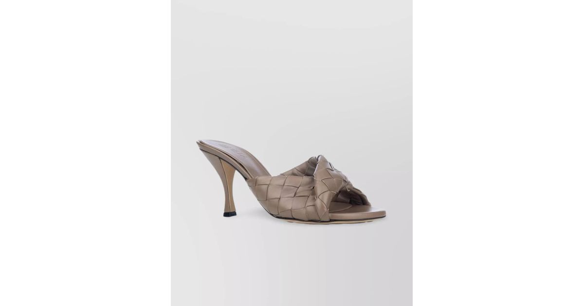 Bottega Veneta Open Toe Woven Design Mules in Gray | Lyst