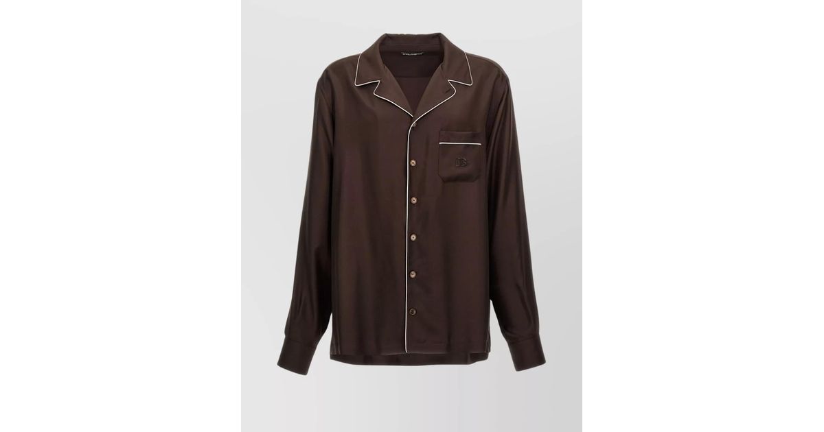 Dolce & Gabbana Shirt Logo Embroidery Chest Pocket in Brown for Men ...