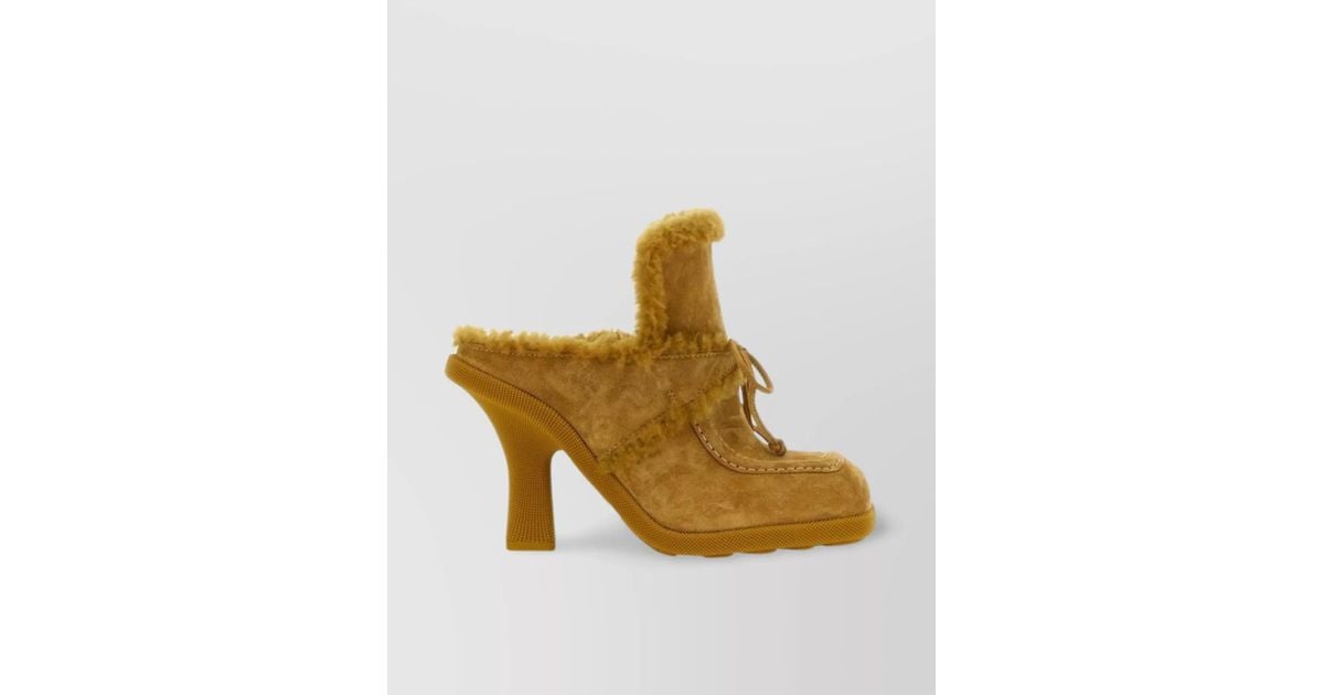 Burberry Highland 90 Mule With Faux Fur Trim in Natural | Lyst