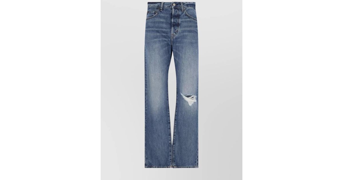 Polo Ralph Lauren Straight Leg Trousers Distressed Detail in Blue | Lyst