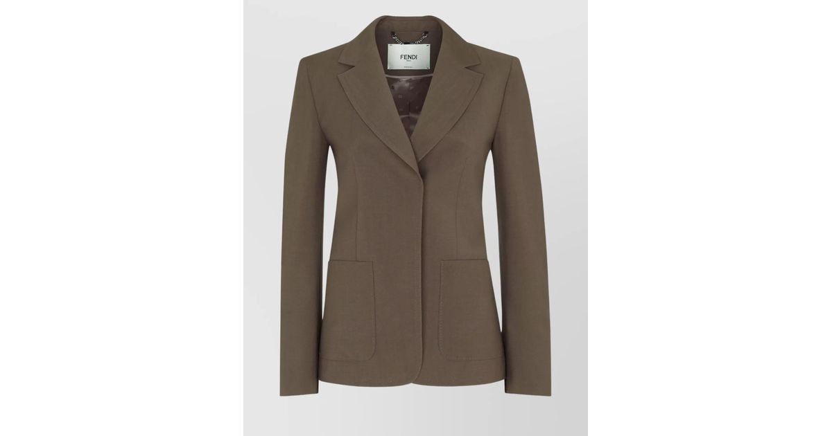 Fendi Lapels Wide Tailored Jacket in Green | Lyst