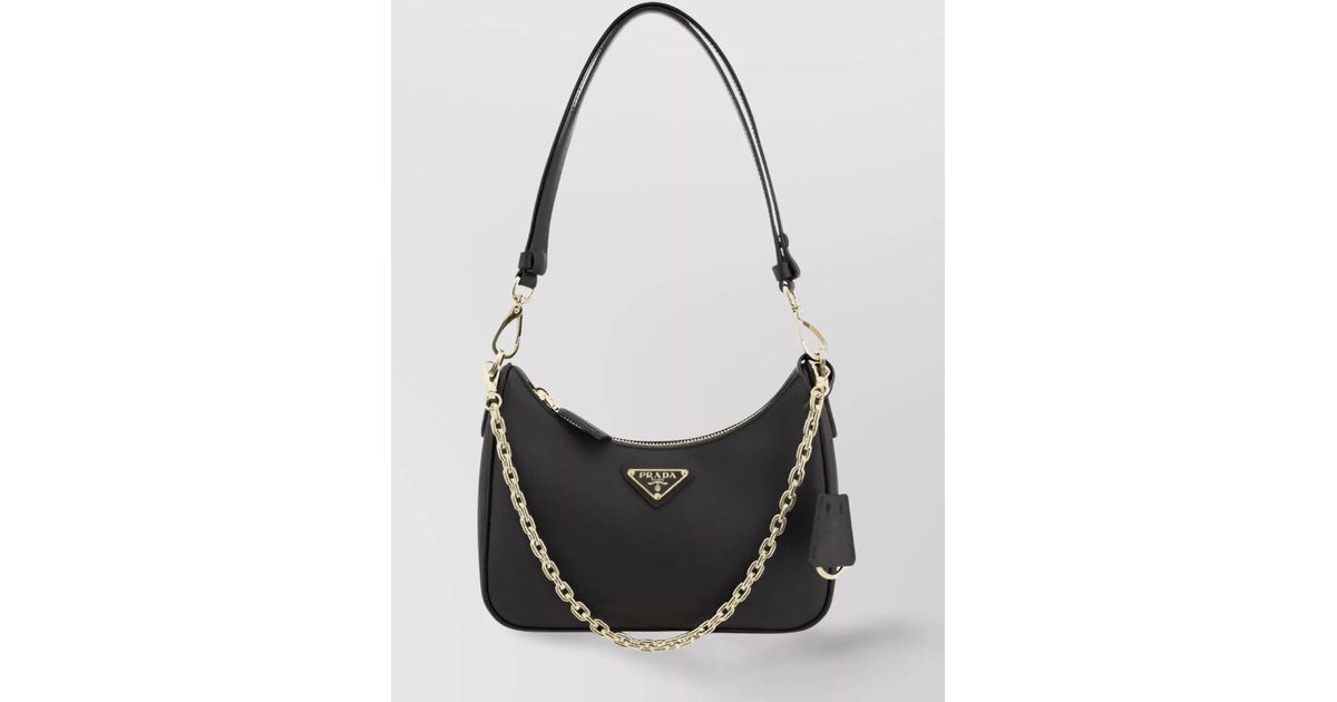 Prada Lux Leather Chain Strap Shoulder Bag in Black | Lyst UK