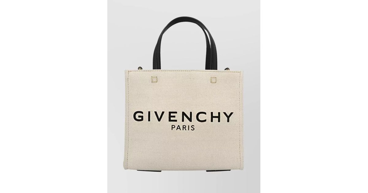 Givenchy Structured Logo-Print Leather Tote in Natural | Lyst
