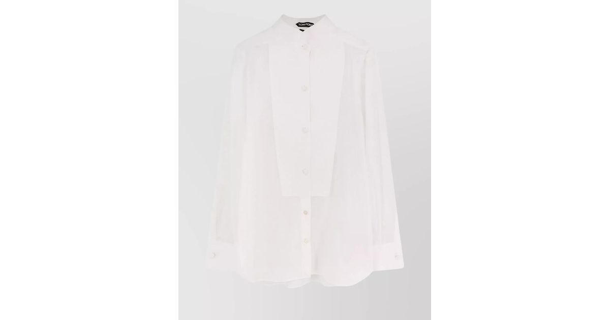 Tom Ford Textured Long Sleeve Cotton Shirt in White | Lyst UK
