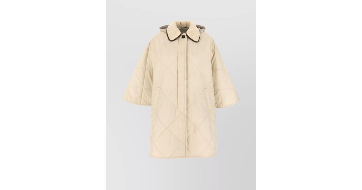 Brunello Cucinelli Padded Poncho With Contrast Collar And Hood in ...