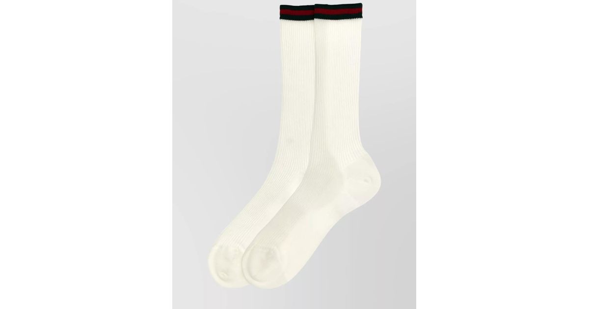 Gucci Striped Web Tape Socks in White | Lyst UK