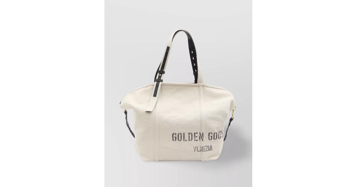 Golden Goose Canvas Tote Bag With Adjustable Handles in Natural | Lyst UK