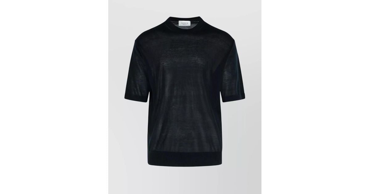 Laneus Sheer Fabric Short Sleeve Sweater in Black for Men | Lyst