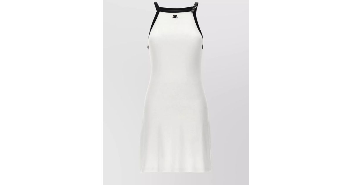 Courreges Detail Buckle Trim Halter Sleeveless Dress in White | Lyst UK