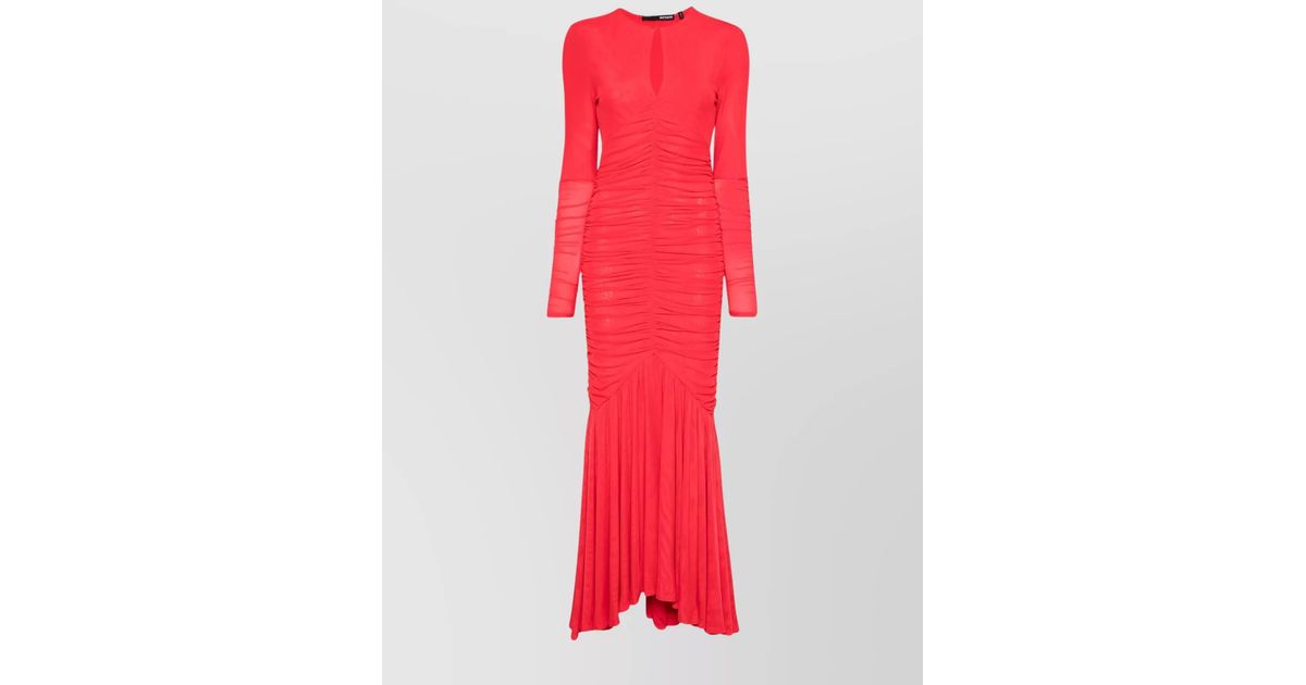 ROTATE BIRGER CHRISTENSEN Mesh Ls Maxi Dress in Red | Lyst