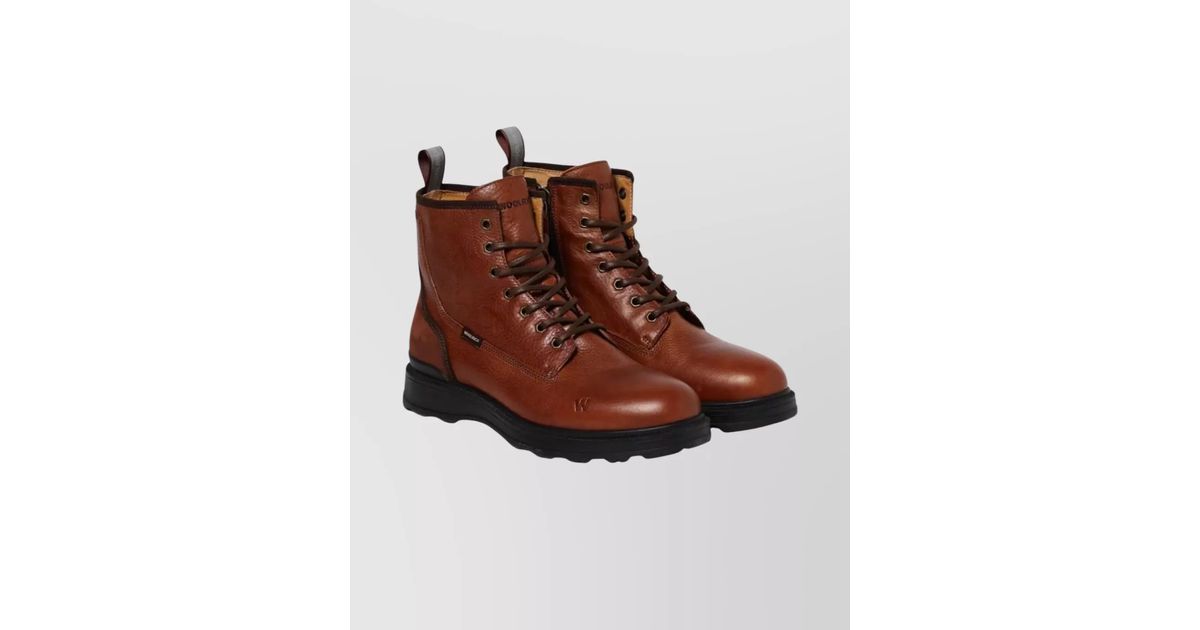 Woolrich Round Toe Leather Boot With Pull Tab in Brown for Men | Lyst UK