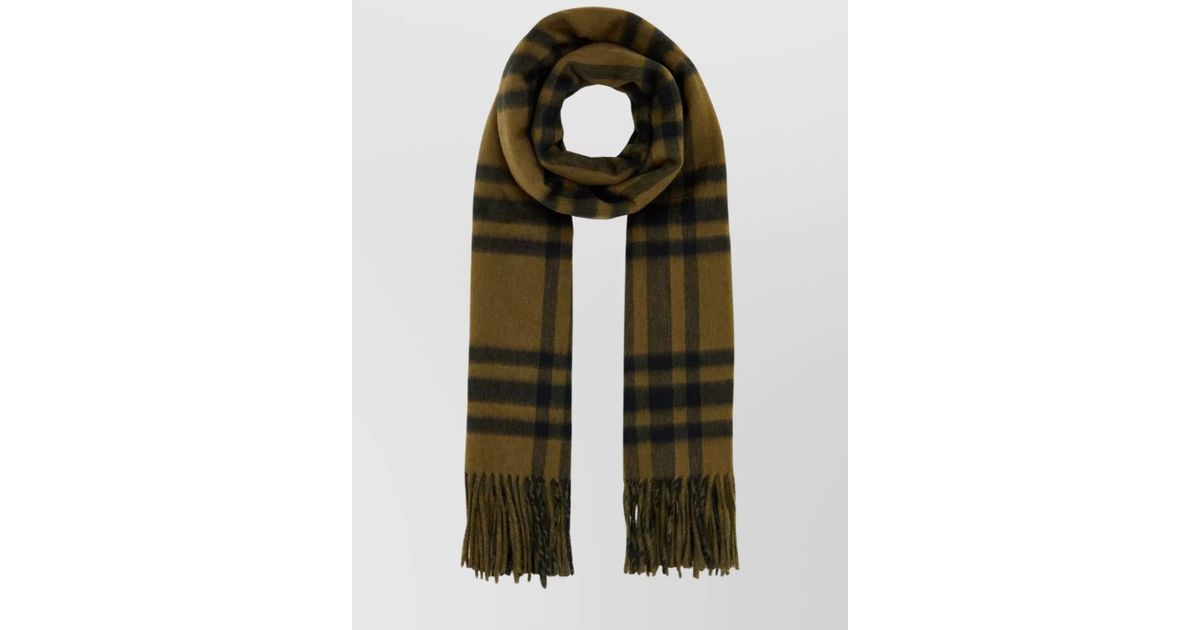 Burberry Reversible Cashmere Scarf With Embroidered Checked Pattern in ...