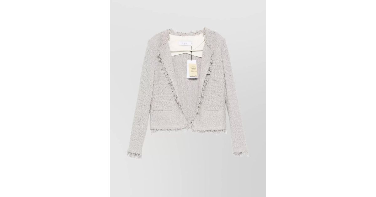 IRO Cotton Jacket With Textured Fabric And Frayed Edges in White | Lyst UK