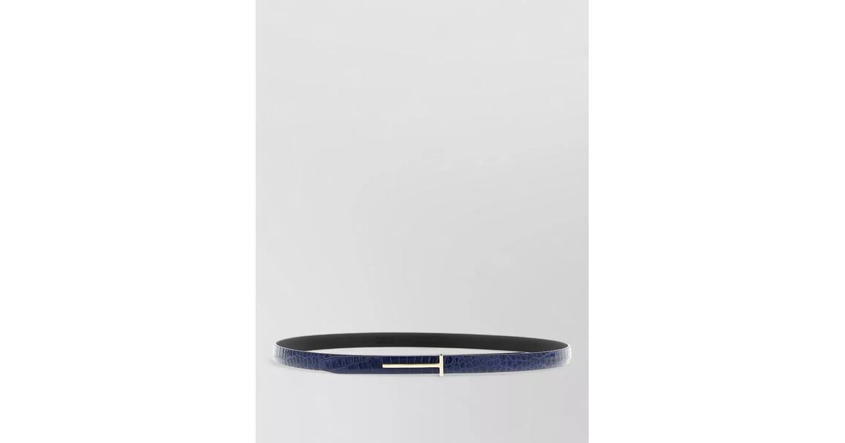 Tom Ford Slim Belt Crocodile Texture Design in White | Lyst UK