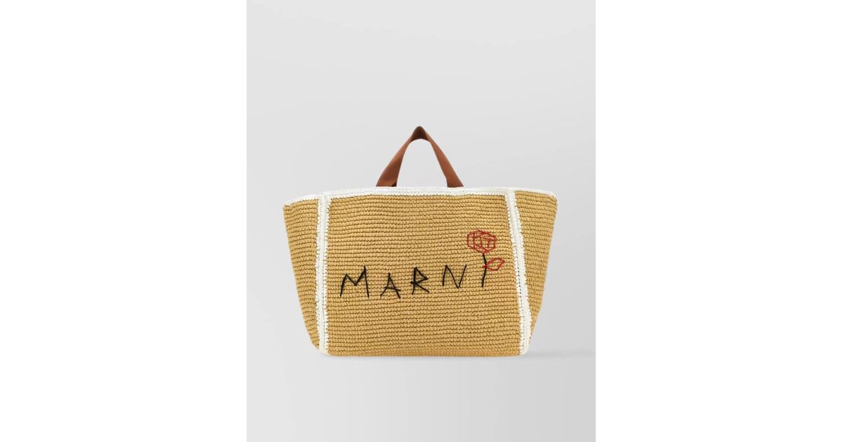 Marni Raffia Shopping Bag Contrast Trim in Metallic | Lyst
