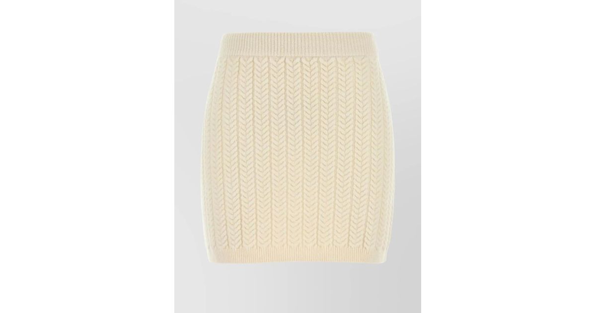 Sportmax Wool Blend Mini Skirt With Ribbed Texture in Natural | Lyst