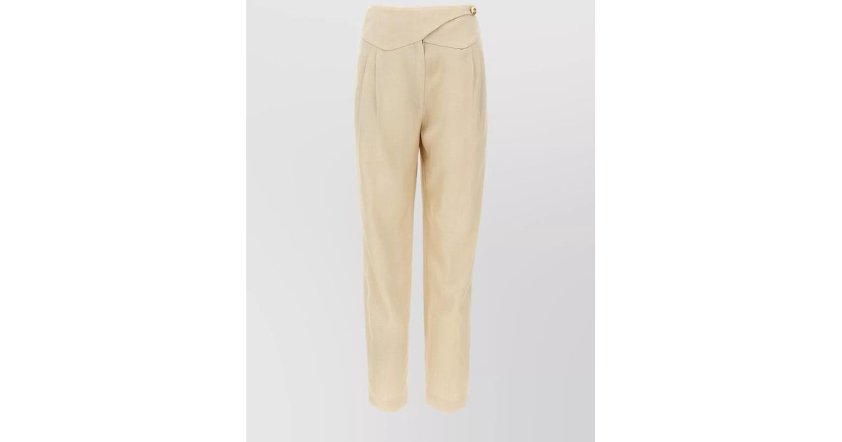 Blazé Milano Sheena Basque Front Pleated Trousers in Natural | Lyst UK