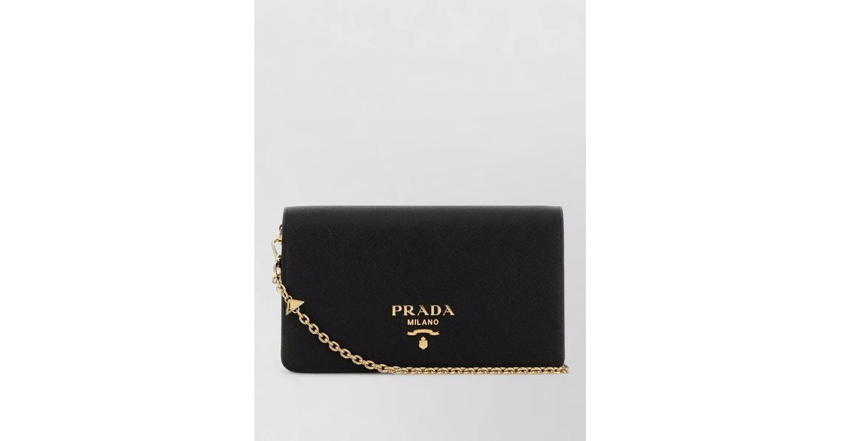 Prada Mini Shoulder Bag Featuring Chain Strap in Black | Lyst