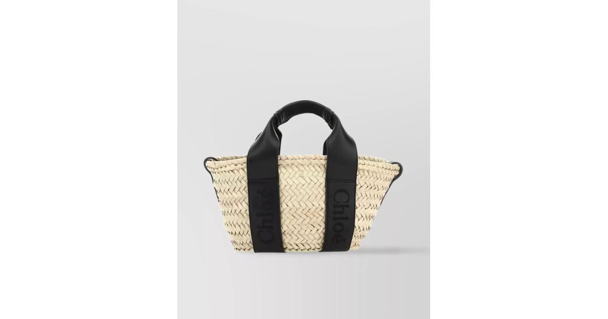 Chloé Raffia Woven Tote With Adjustable Leather Strap in Blue | Lyst