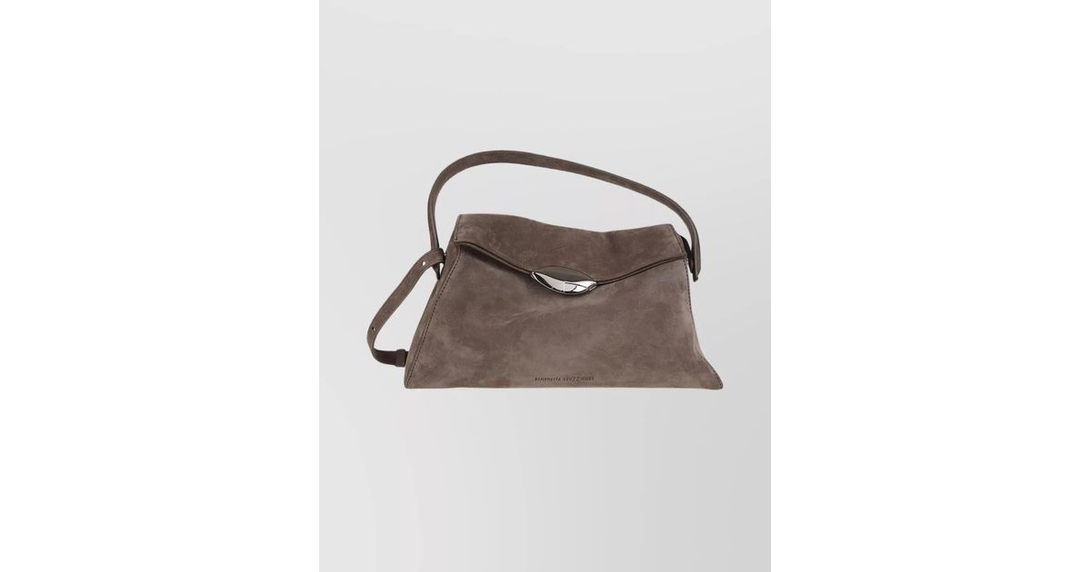 Benedetta Bruzziches Elif Suede Shoulder Bag With Metal Accents in ...