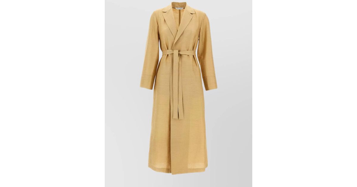 Max Mara Long Coat Cinched in Natural | Lyst