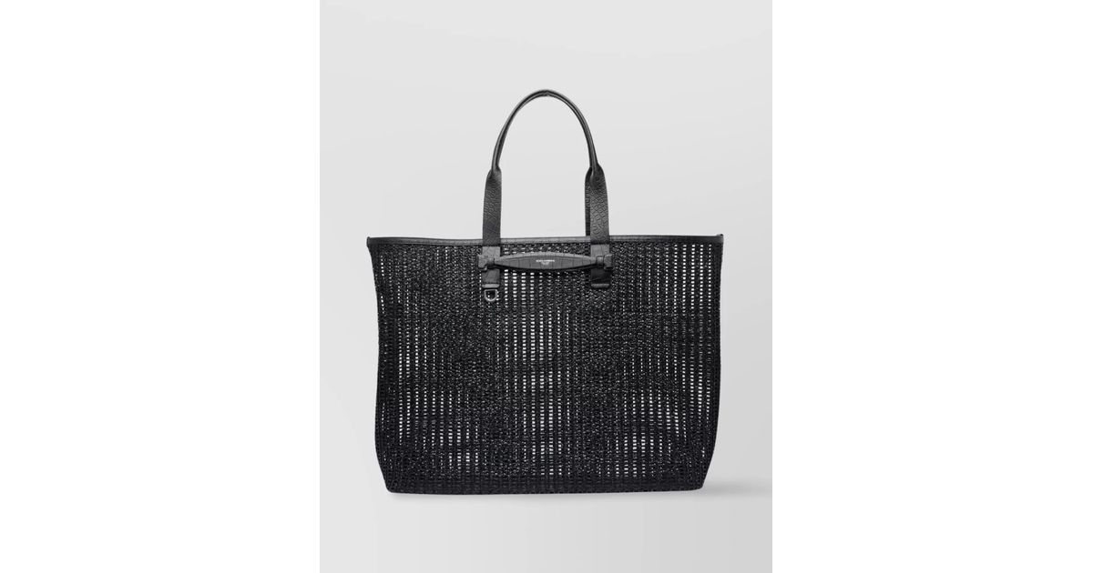 Dolce & Gabbana Rectangular Woven Crochet Tote Bag Handles in Black for ...