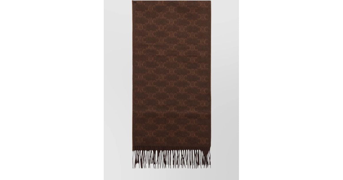 Celine Cashmere Scarf With Triomphe Logo Pattern in Brown | Lyst