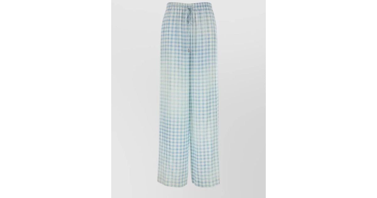 Ermanno Scervino Silk Pyjama Trousers Wide Leg Checked in Blue | Lyst UK