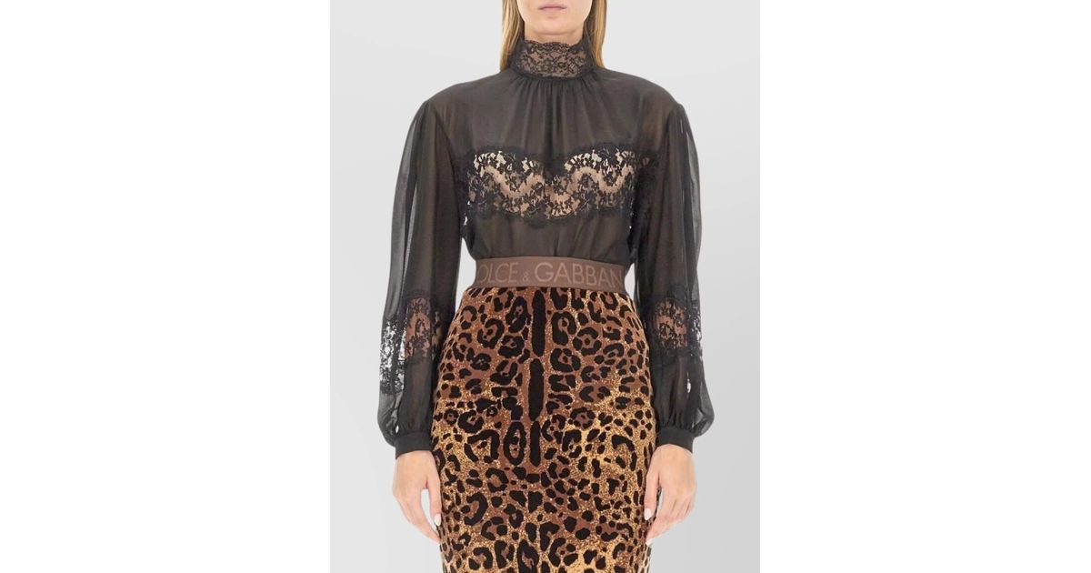 Dolce & Gabbana High Neck Lace Detailing Blouse | Lyst UK