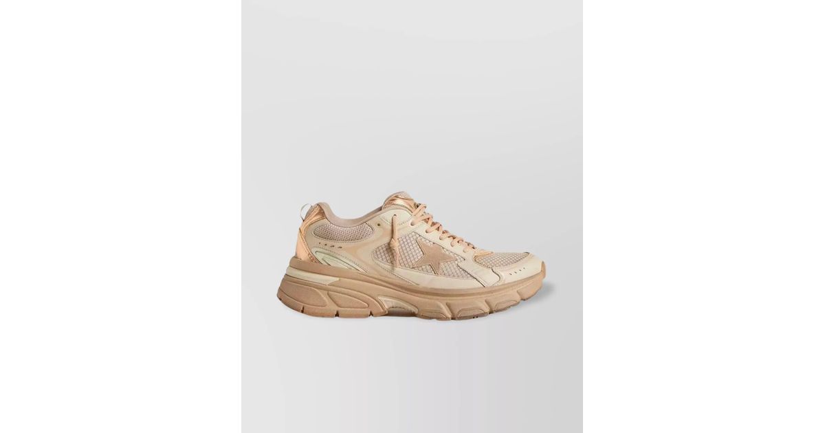 Golden Goose Net Leather And Suede Sneakers With Star Detail in Natural ...