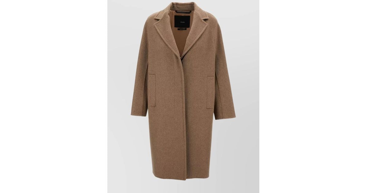 Max Mara Cashmere Coat With Notched Lapels And Pockets in Brown | Lyst UK
