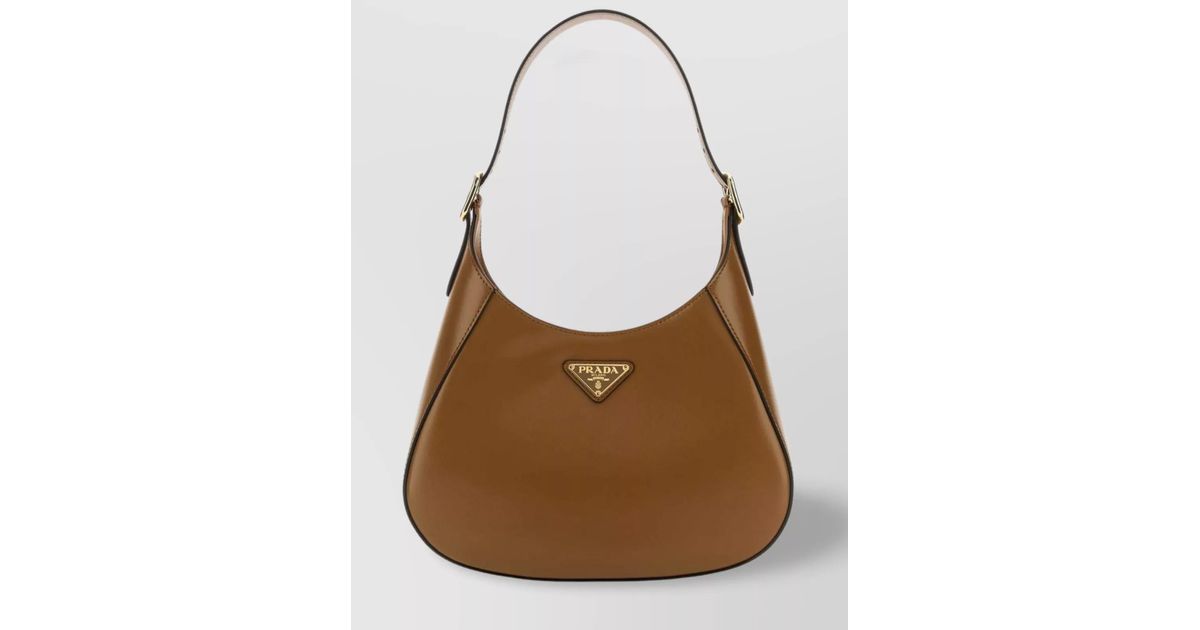 Prada Curved Cleo Shoulder Bag in Brown | Lyst UK