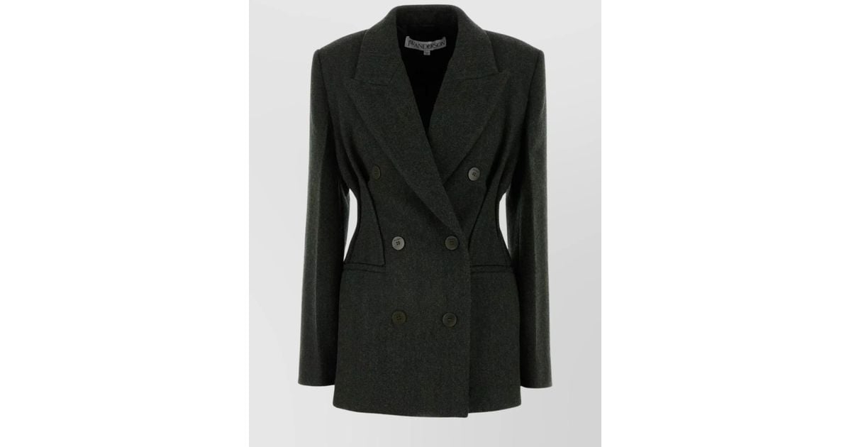 JW Anderson Blazer Wool Blend Structured Shoulders in Black | Lyst
