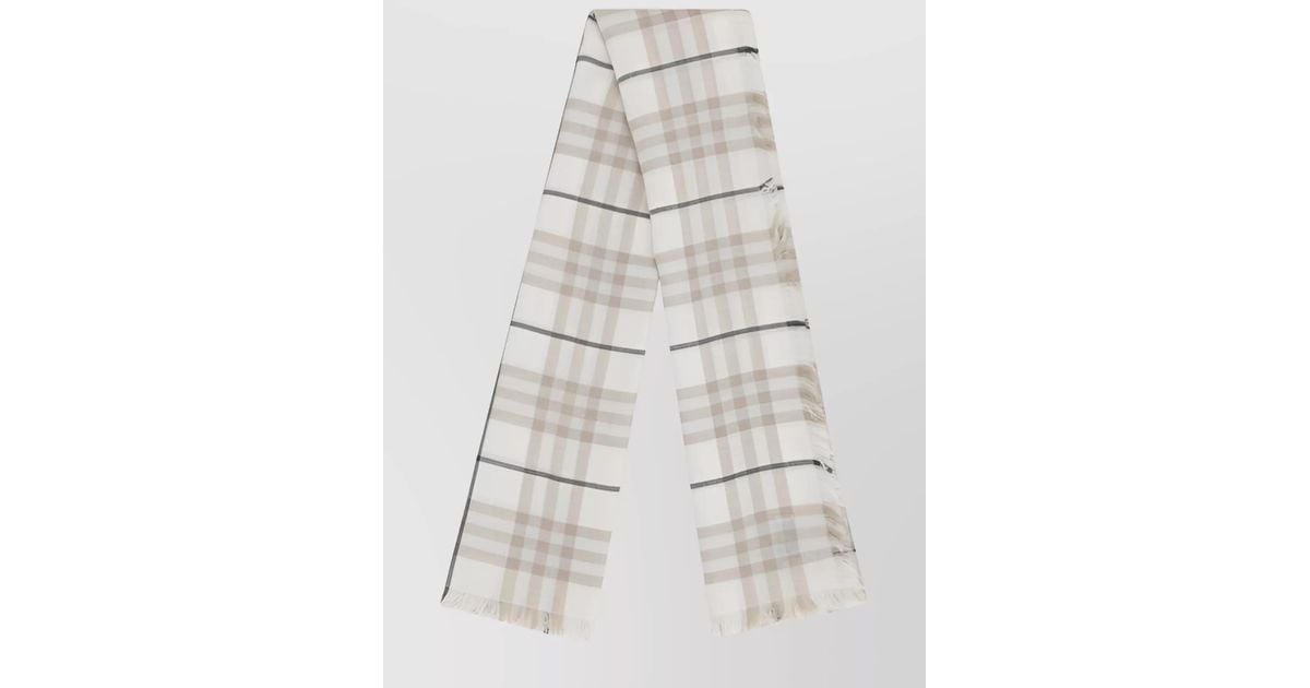 Burberry Cashmere Scarf With Iconic Check Pattern in White | Lyst