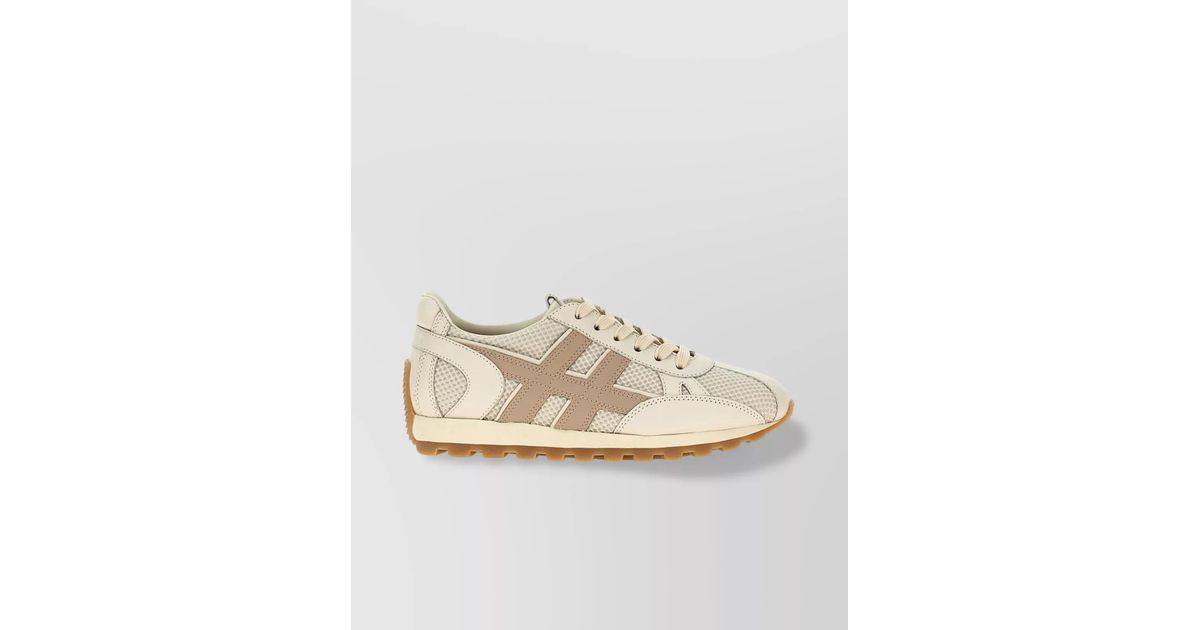 Hogan Stitching Contrast Mesh Panels Rubber Sole in Natural | Lyst UK