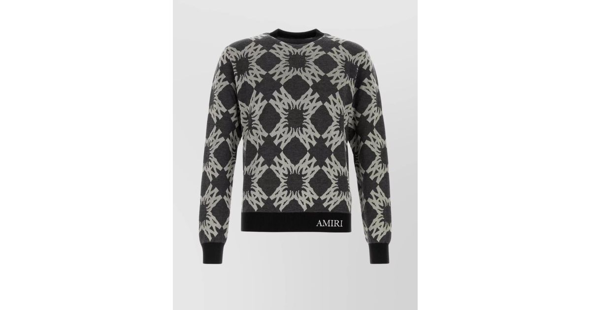 Amiri Crew Neck Wool Blend Sweater With Graphic Pattern in Black for ...
