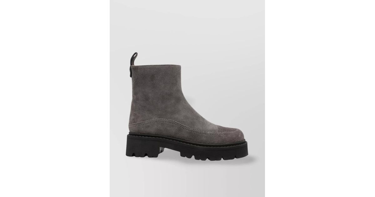 Emporio Armani Chunky Sole Ankle Boots With Suede Finish in Grey | Lyst UK