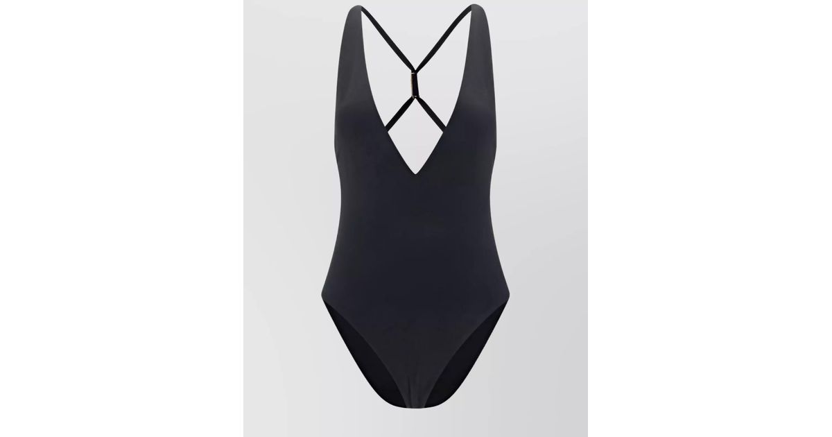 Versace Safety Pin Swimsuit One Piece in Blue | Lyst
