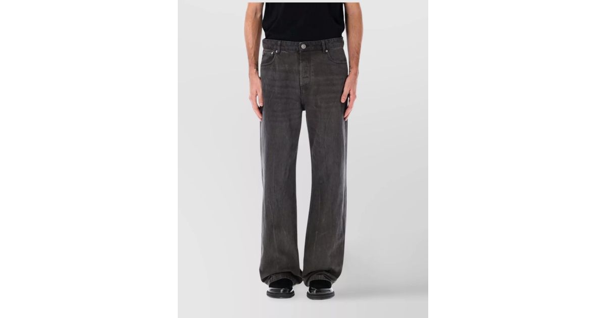 Ami Paris Wide Fit Jeans Featuring Belt Loops in Black for Men | Lyst
