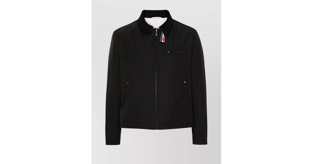 Thom Browne Padded Jacket Logo Ribbed Collar in Black for Men | Lyst