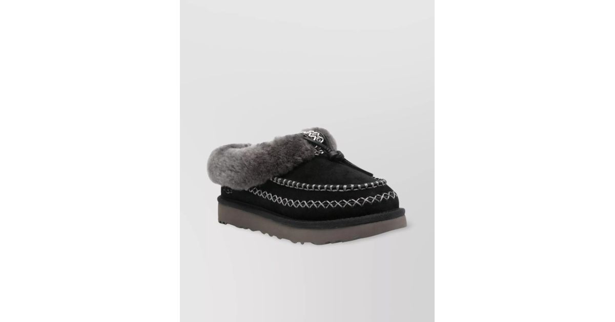 UGG Round Toe Rubber Sole Stitch Detailing in Black | Lyst