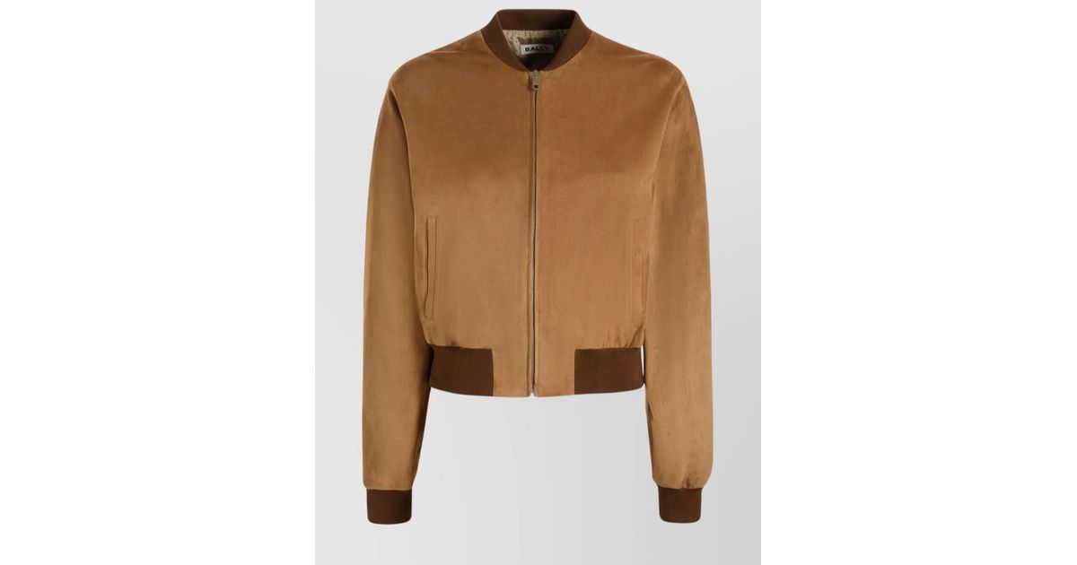Bally Bomber Jacket With Suede Finish And Pockets in Brown | Lyst UK