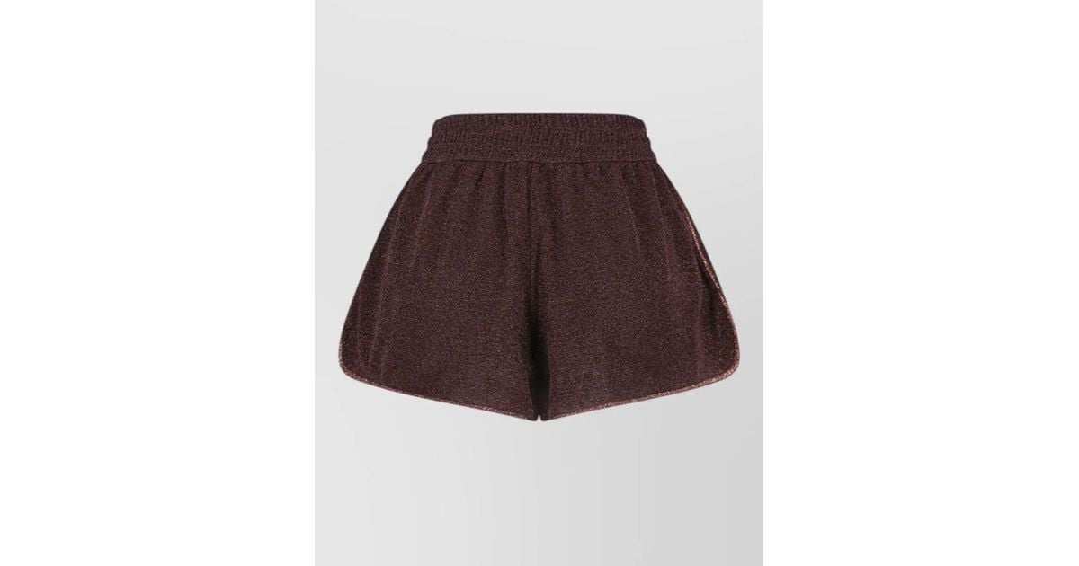 Oséree Straight Trousers Button Detail Glitter Finish in Brown | Lyst UK